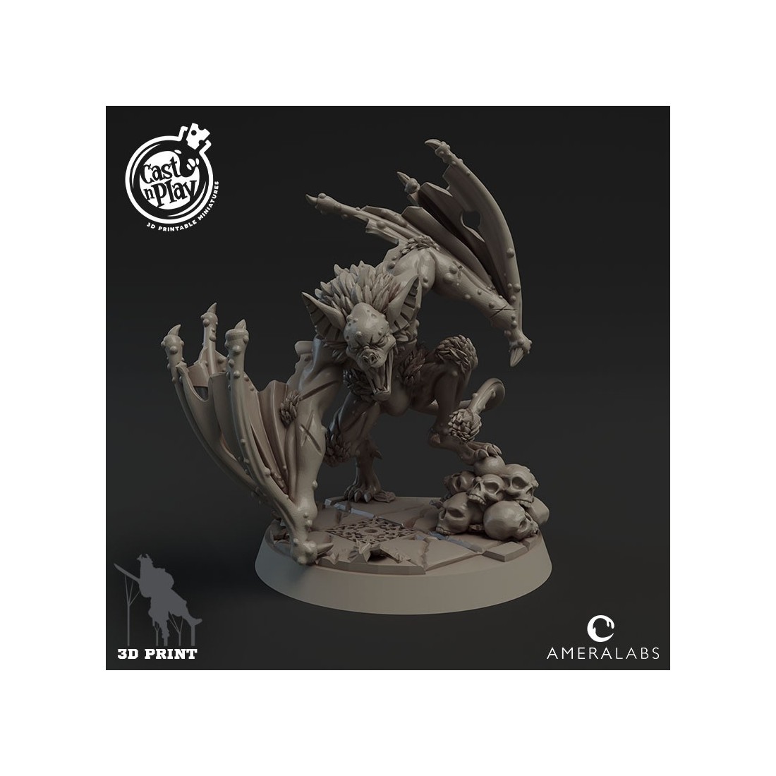 Cursed Bat ver. 1 Cnp - 3d printed set includes 2 parts to create miniature