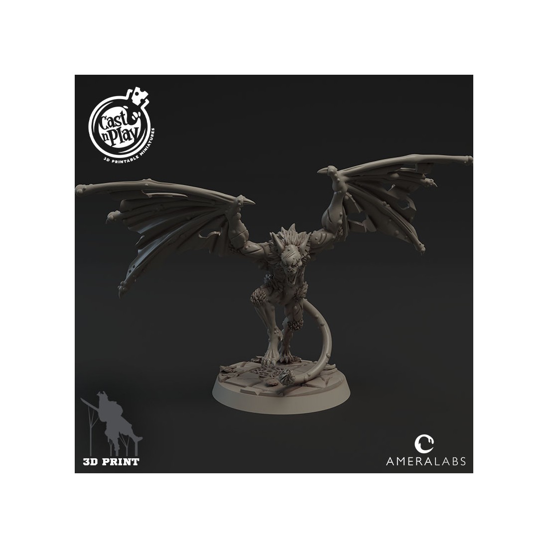 Cursed Bat ver. 2 Cnp - 3d printed set includes 2 parts to create miniature