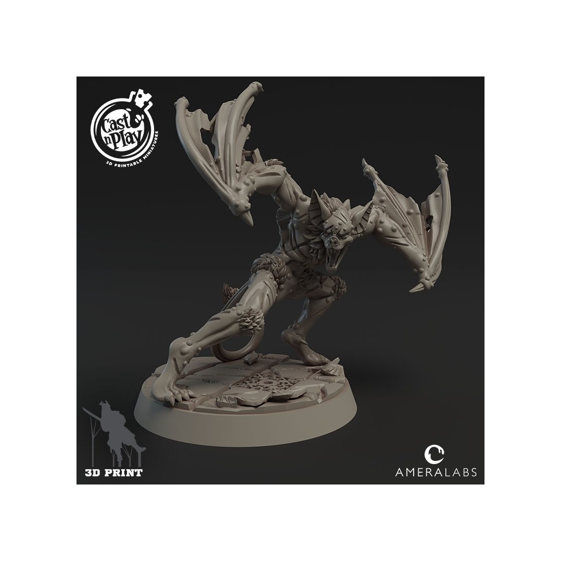 Cursed Bat ver. 1 Cnp - 3d printed set includes 2 parts to create miniature