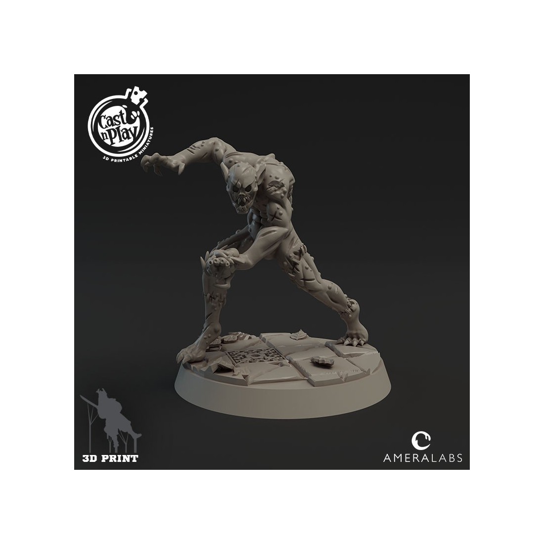 Cyber Zombie - 3d printed set includes 2 parts to create miniature