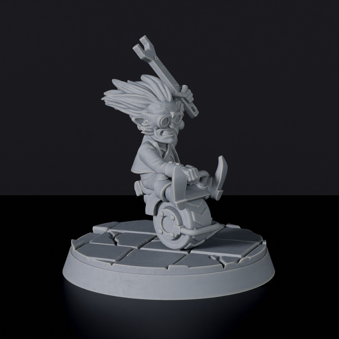 Zark on Wroomba - gnome with tool fantasy miniature - Tinkering Gnomes