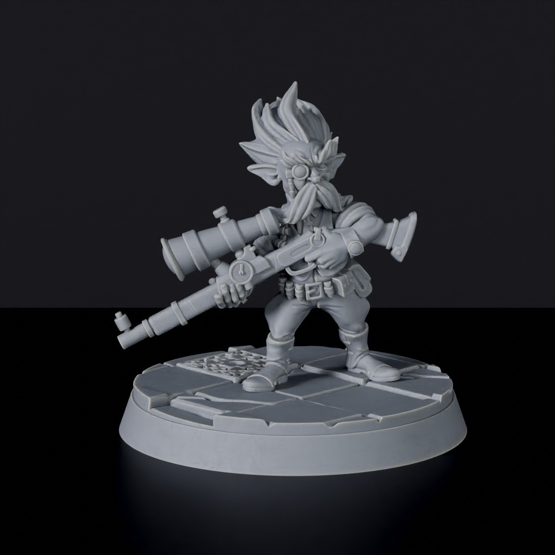 Vesper the Sniper - gnome with gun fantasy minis - Tinkering Gnomes