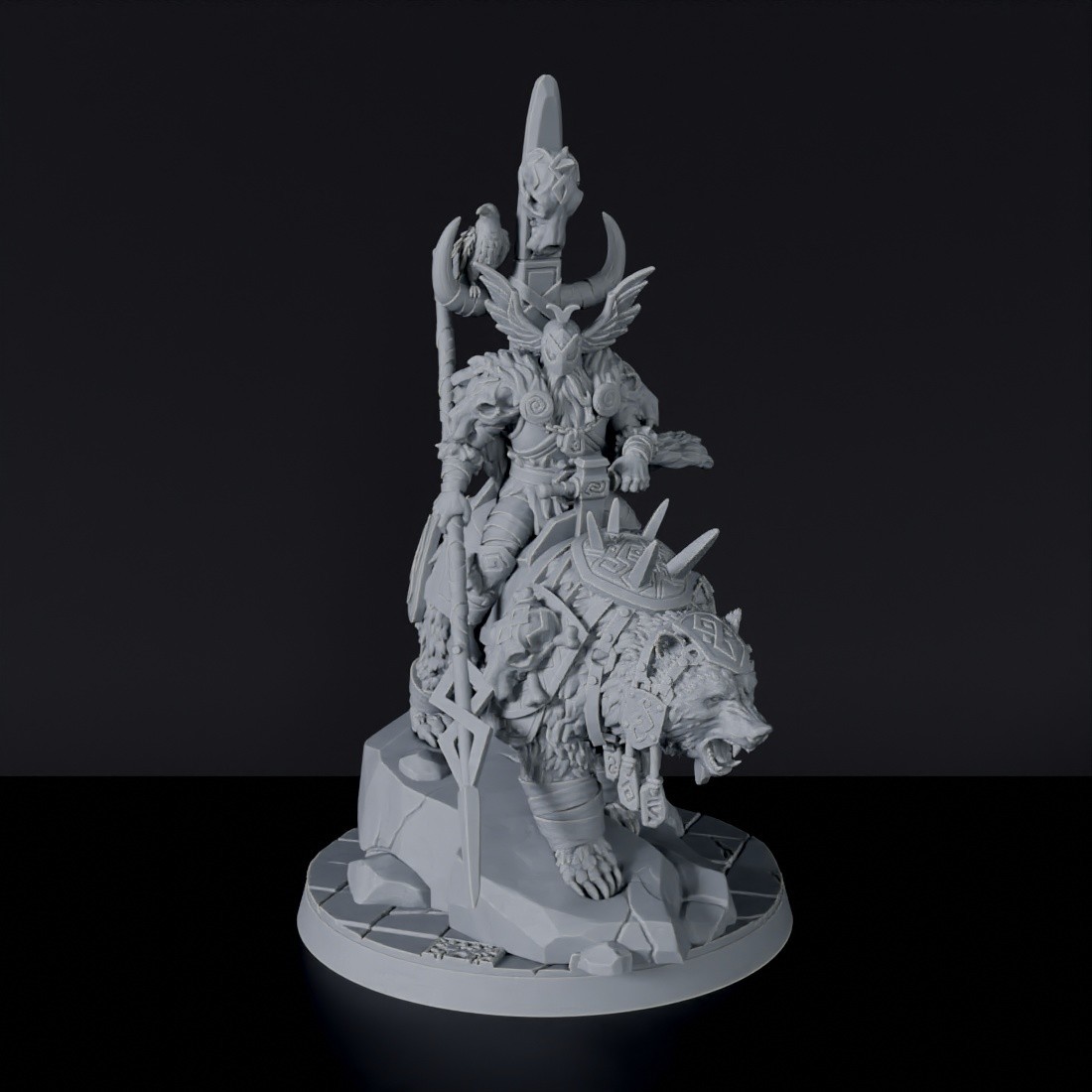 Grizz the Hungry - miniature of barbarian on bear - Roaming Barbarians