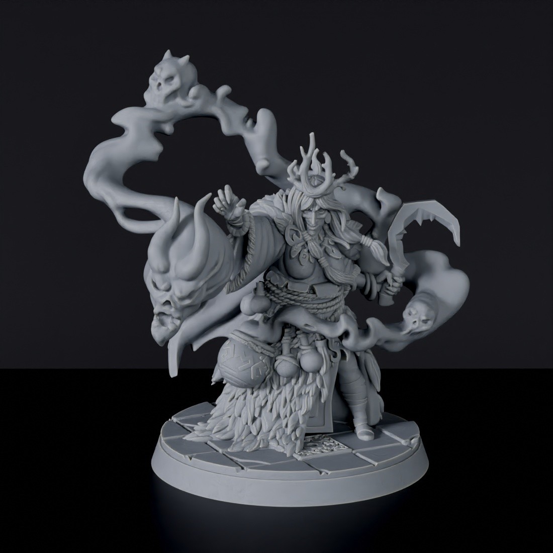 Martha Bogmaiden - female warlock with scythe - Roaming Barbarians