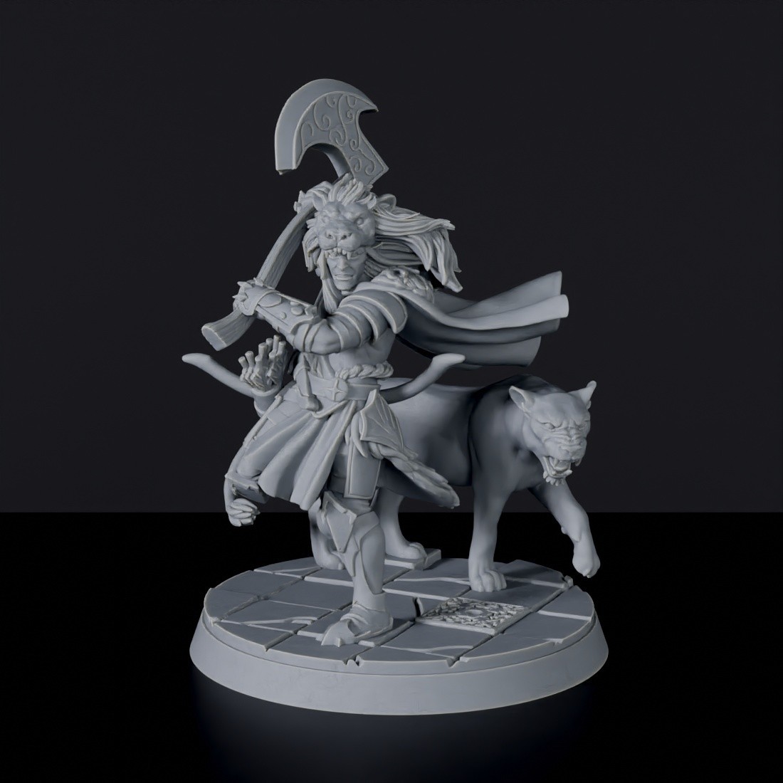 Lion Whiteclaw - elf warrior with cat fantasy minis - Redleaf Elves