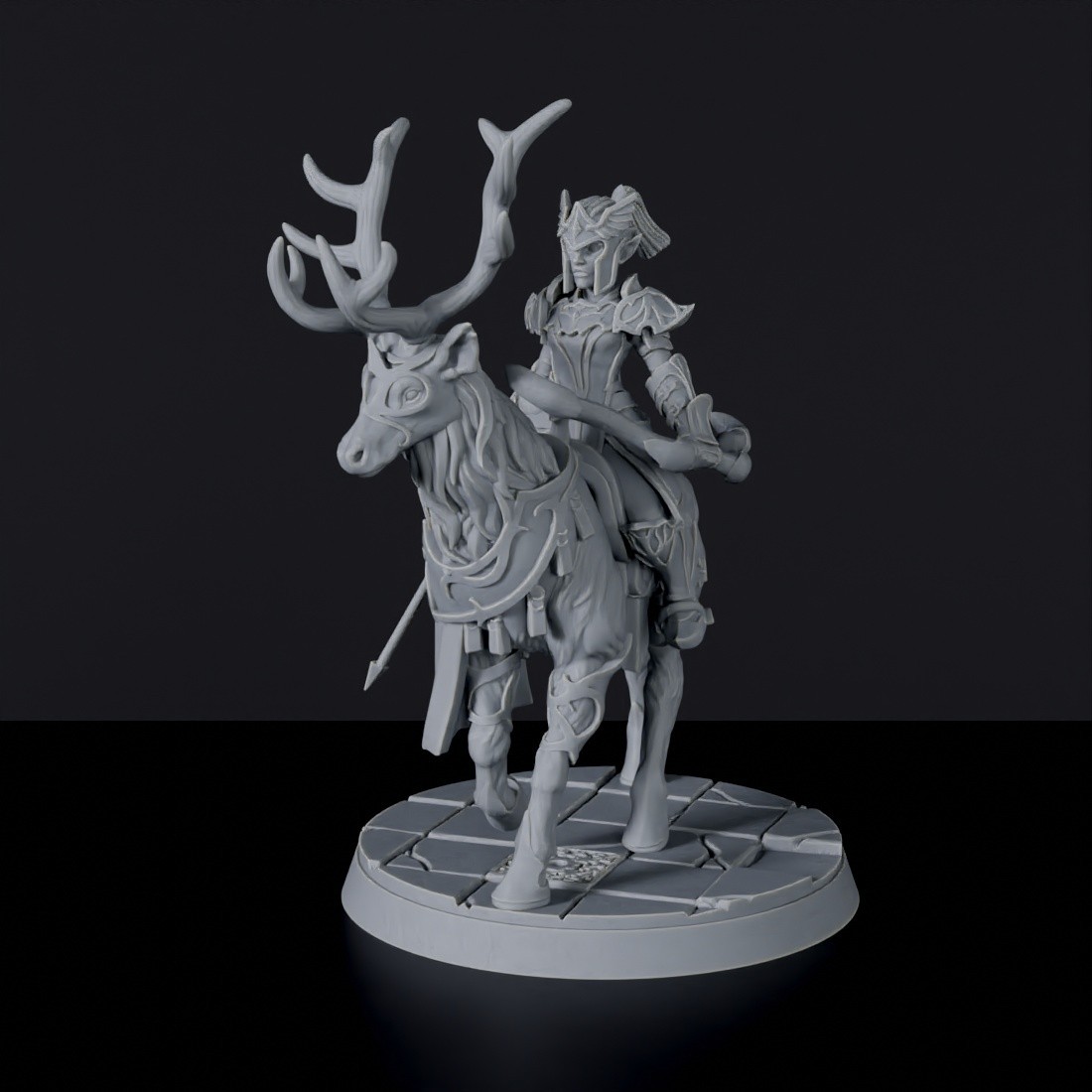 Paradash Sundrop - elf on deer fantasy miniatures - Redleaf Elves