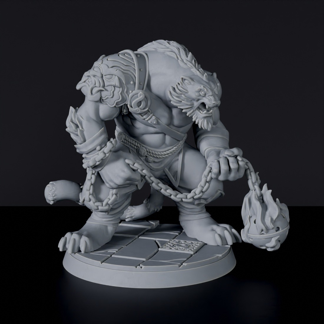 Gru'Stafa - cat beast fantasy miniature - Cult of Flame
