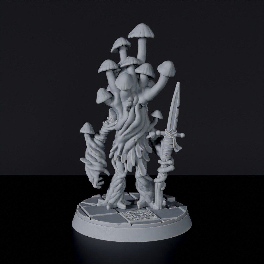 Shroom Elder - mushroom beast fighter with spear - Sullen Swampfolk
