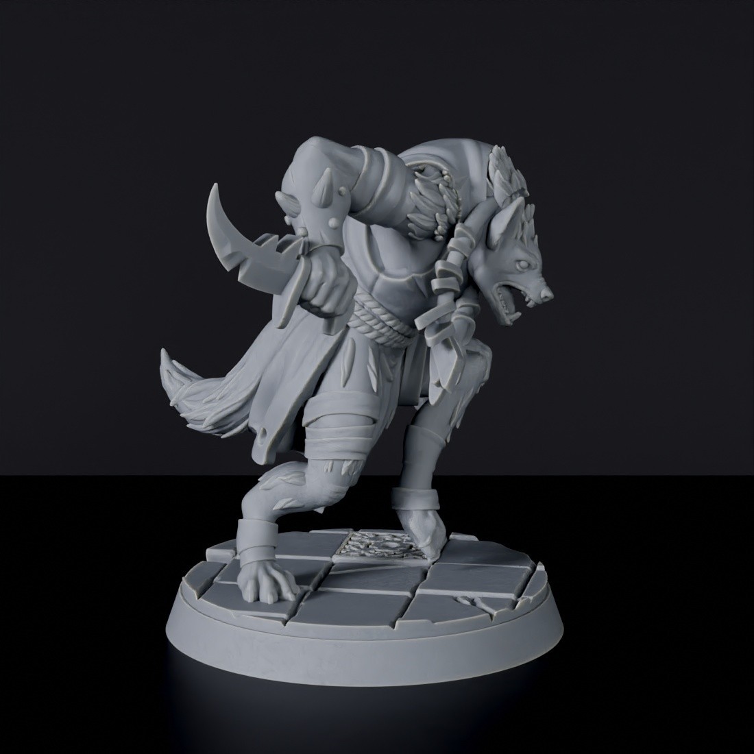 Sha - wolf beast fighter with swords and armor - Beastshape Tribe