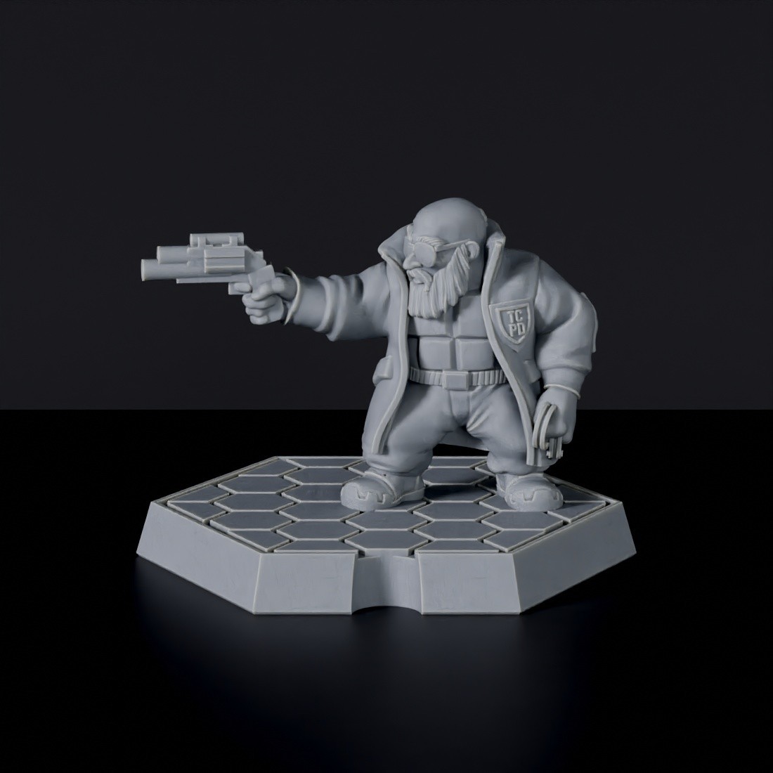 Harry Stone - sci fi dwarf policeman with gun - TCPD / GRIDWARS
