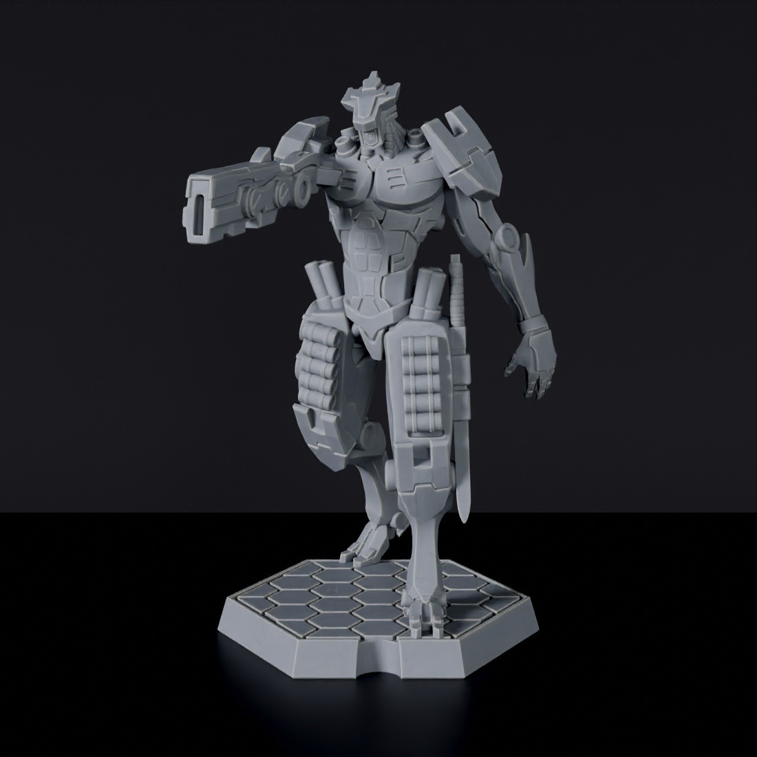 Batta - sci fi police steel robot with gun and sword - TCPD / GRIDWARS