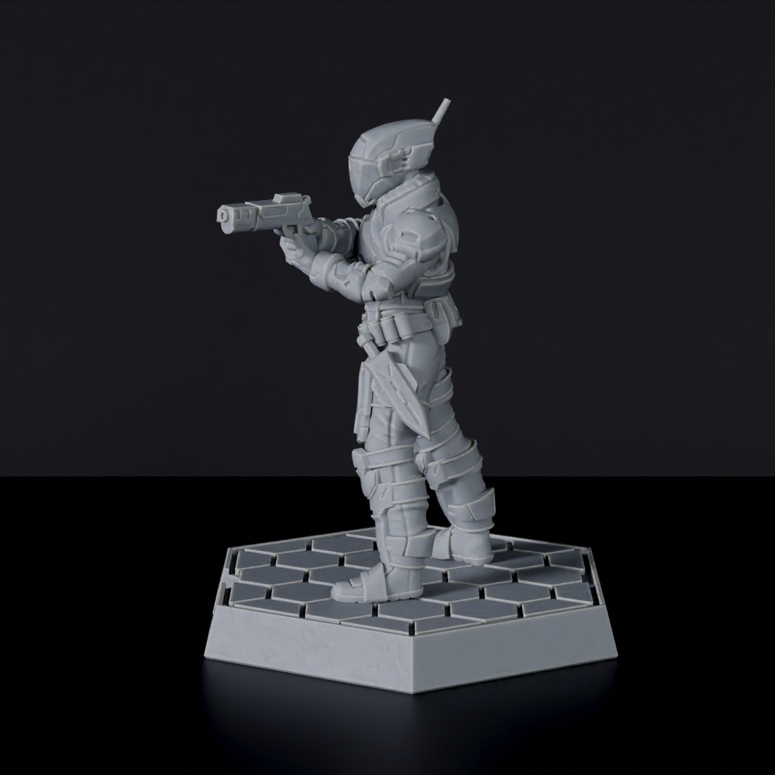 Shikari - sci fi human with gun and helmet - Star Smugglers / GRIDWARS