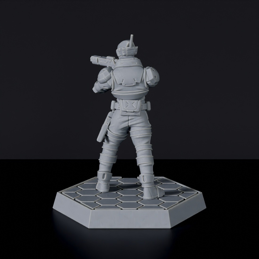 Shikari - sci fi human with gun and helmet - Star Smugglers / GRIDWARS