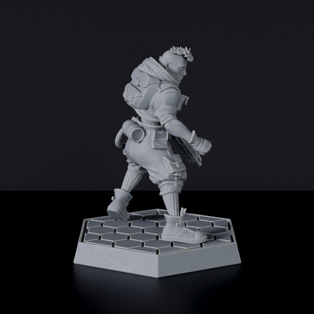 Vee - sci fi human with gun and steel arm - Star Smugglers / GRIDWARS