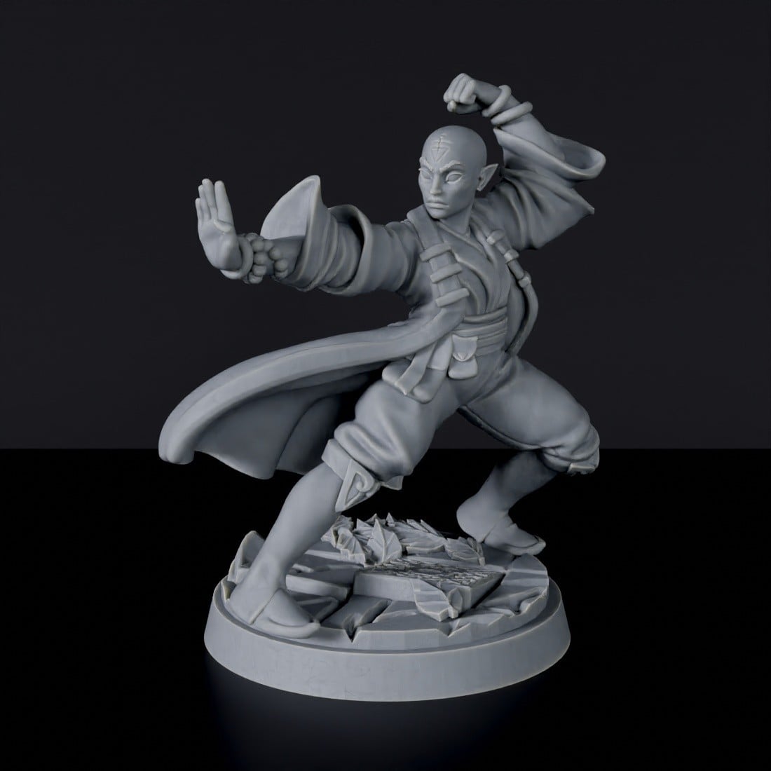 Elf Female Monk - 3d printed set includes 2 parts to create miniature