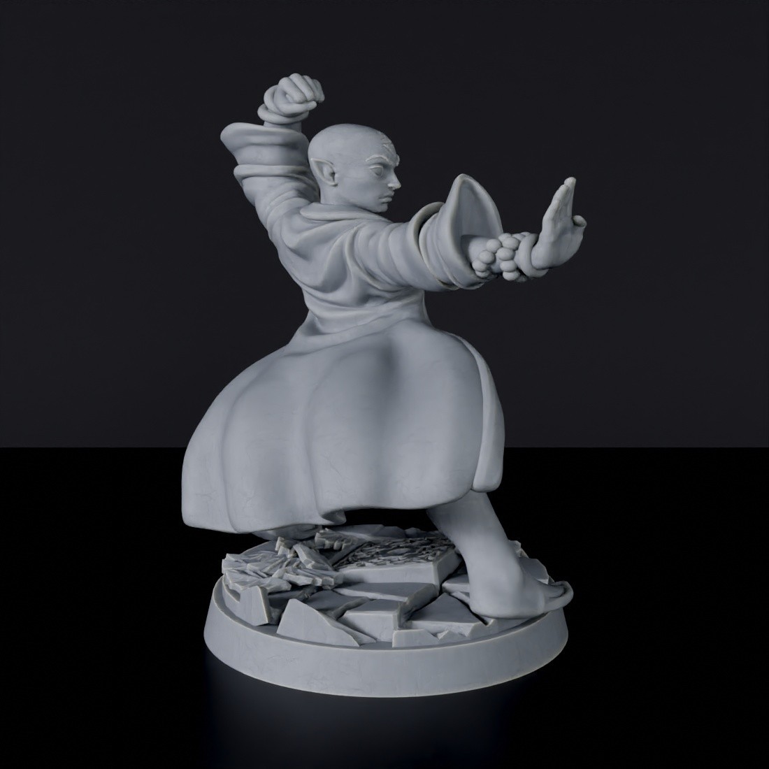 Elf Female Monk - 3d printed set includes 2 parts to create miniature