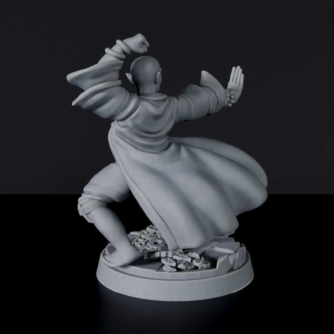 Elf Female Monk - 3d printed set includes 2 parts to create miniature