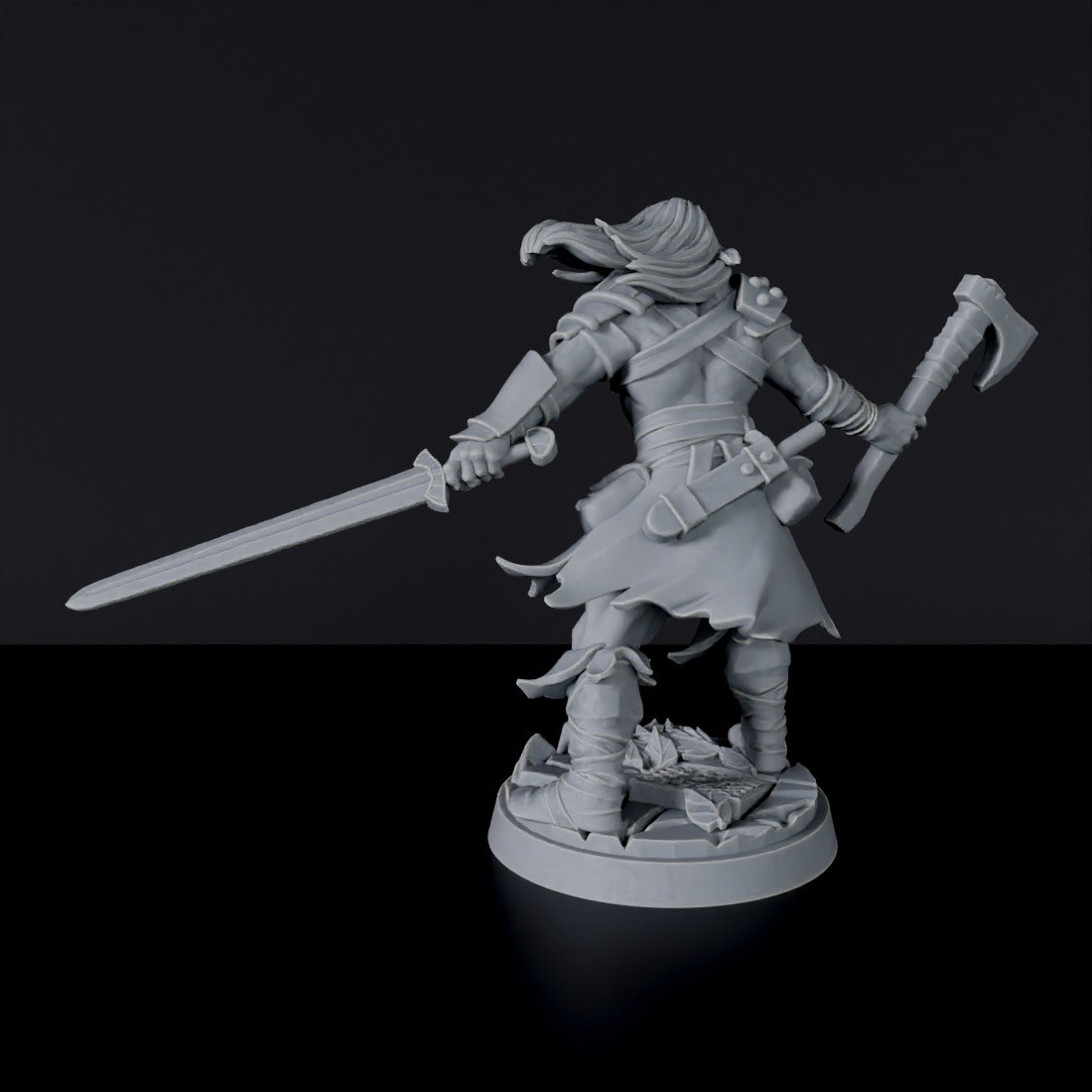 Human Male Fighter - warrior with sword and axe - Fantasy miniatures