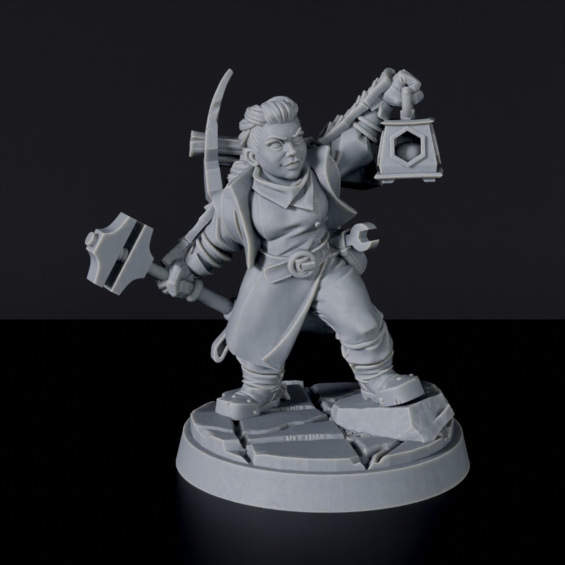 Dwarf Female Adventurer - fantasy miniature of warrior - tabletop RPG games